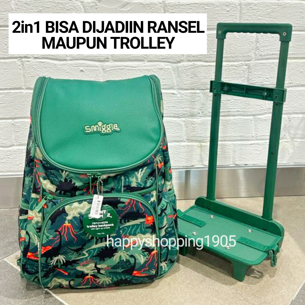 Jual SMIGGLE VIVID TROLLEY BACKPACK GREEN DINO - TAS TROLI SMIGGLE - TROLLEY SMIGGLE | Shopee ...