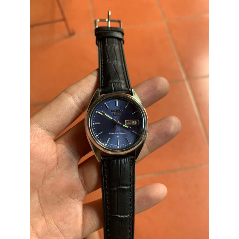 Jual Jam Tangan Seiko 5 Dark blue dial caliber 7009 17Jewels Original ...