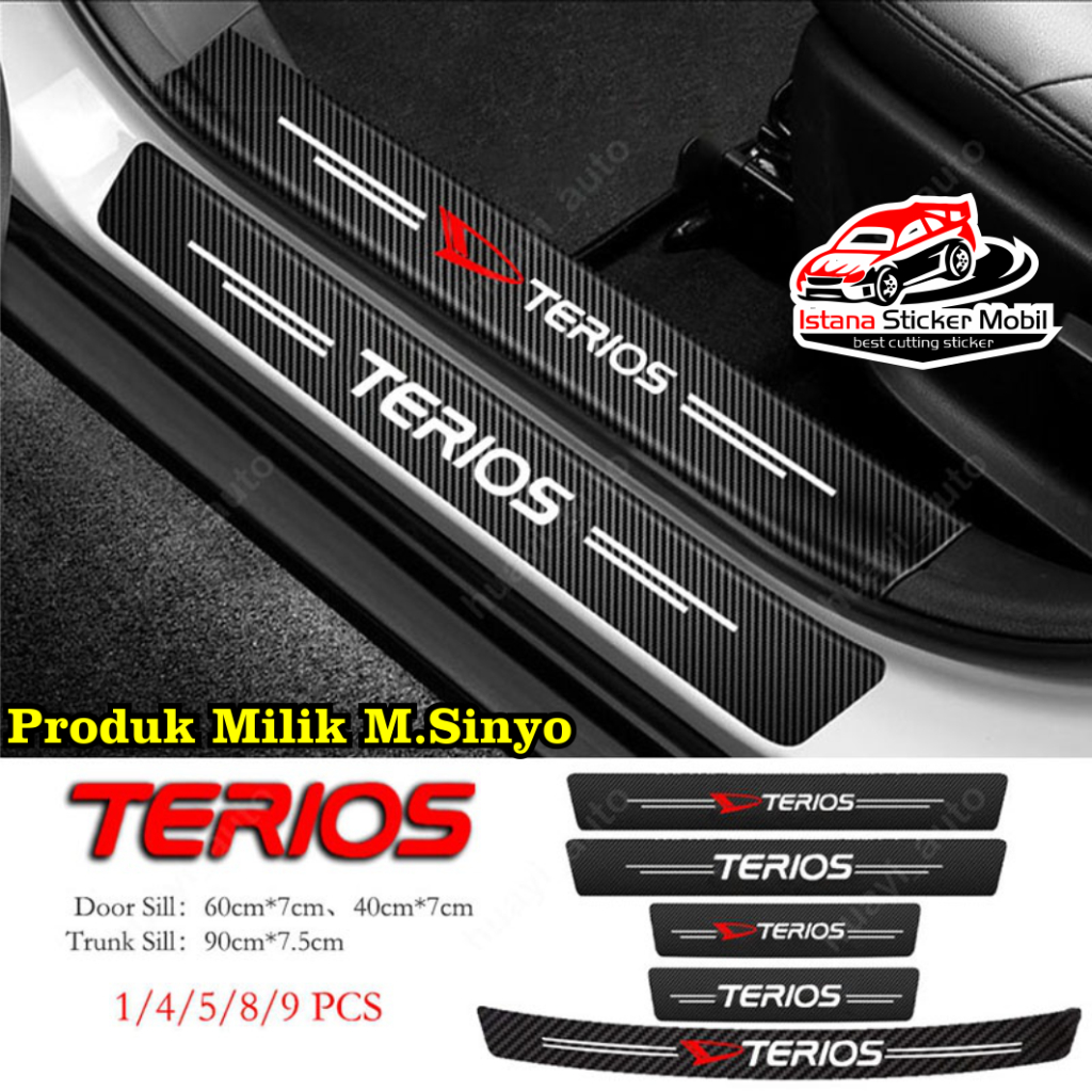 Jual 9pcs Sticker karbon anti gores mobil daihatsu terios stiker carbon ...
