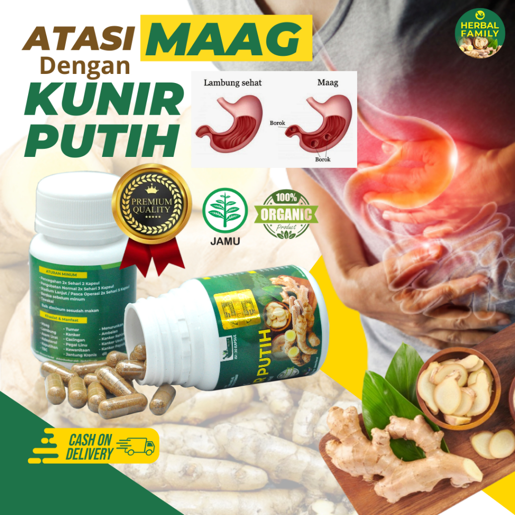 Jual OBAT MAAG HERBAL KUNIR PUTIH BERKHASIAT / 30 KAPSUL / KAYA MANFAAT ...
