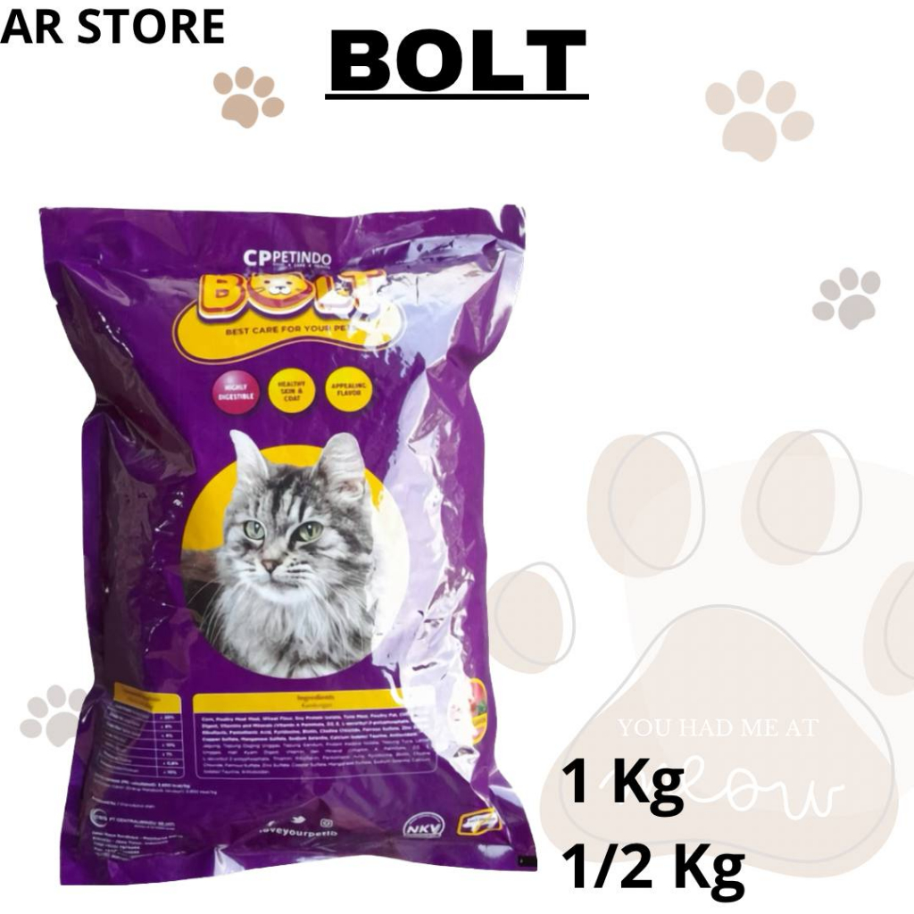 Jual MAKANAN KUCING BOLT - CAT FOOD BOLT BENTUK IKAN 1KG | Shopee Indonesia