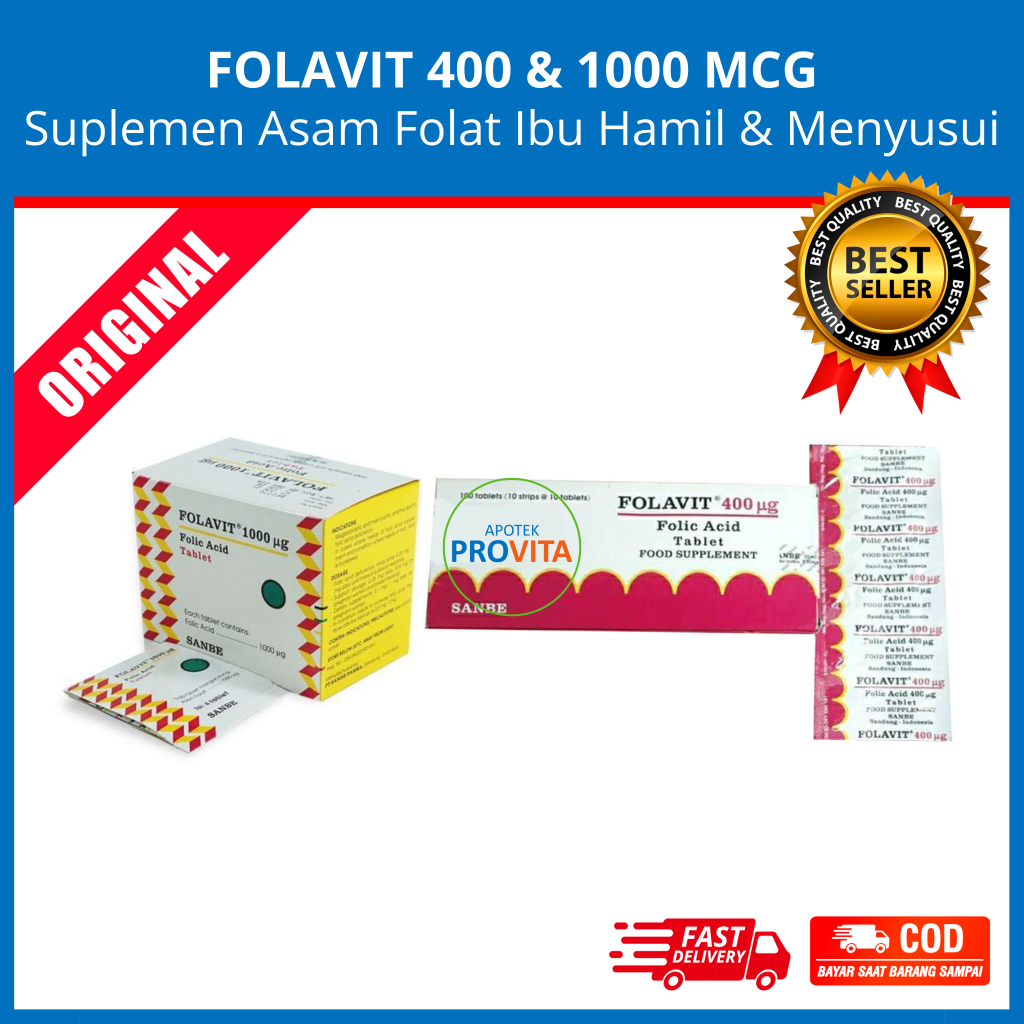 Jual FOLAVIT 400 MCG BOX 10 STRIP / FOLAVIT 1000 MCG BOX 25 STRIP ...