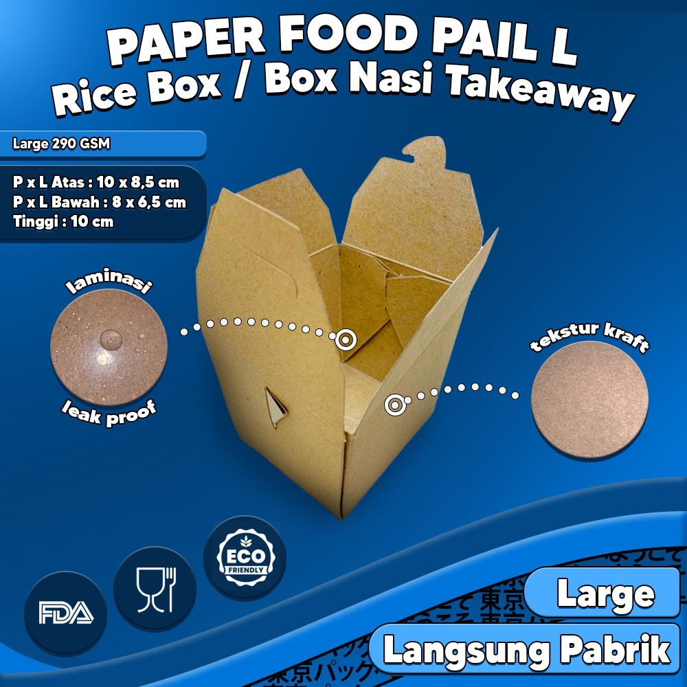 Jual PAPER FOOD PAIL /RICE BOX PAPER/FOOD PAIL BOX MEDIUM/LARGE MURAH ...