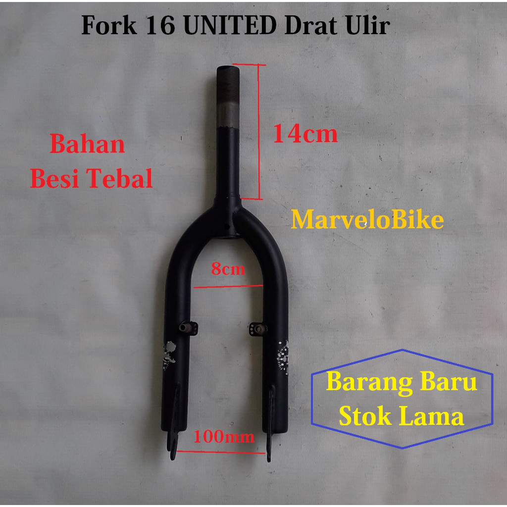 Jual Fork Sepeda 16 inch UNITED Drat Ulir 22.2mm | Shopee Indonesia