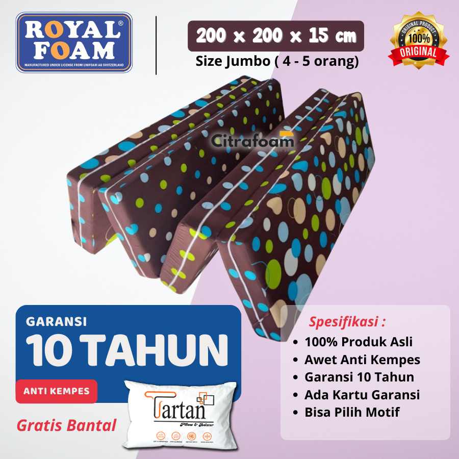 Jual Kasur Busa ROYAL FOAM Lipat Ukuran 200x200x15 Garansi 10 Tahun ...
