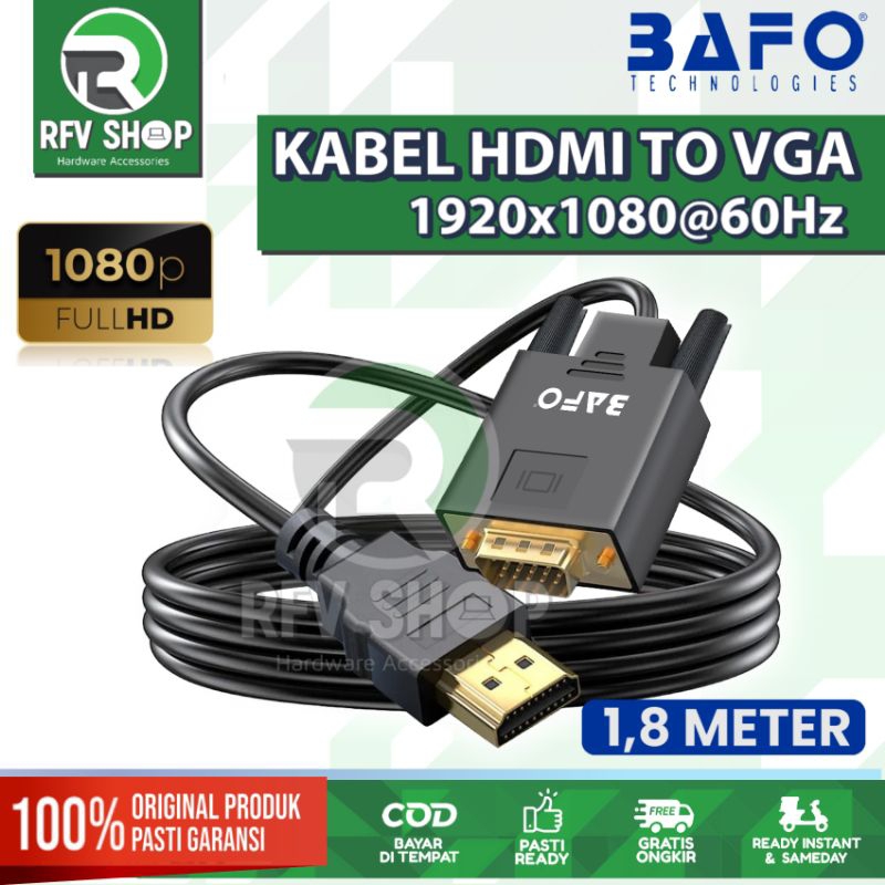 Jual BAFO Kabel Konverter HDMI to VGA 1,8 Meter support 1080p Original ...
