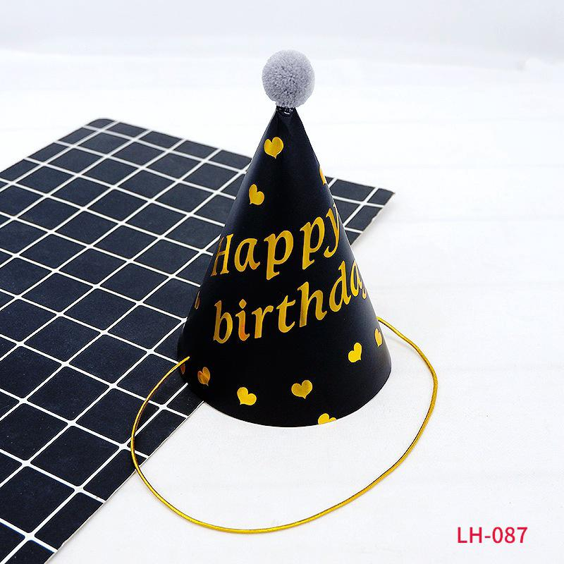 Jual TOPI ULANG TAHUN KERUCUT POMPOM TOPI PESTA ULTAH TULISAN HAPPY ...