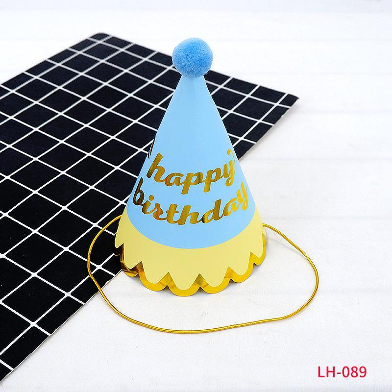 Jual TOPI ULANG TAHUN KERUCUT POMPOM TOPI PESTA ULTAH TULISAN HAPPY ...