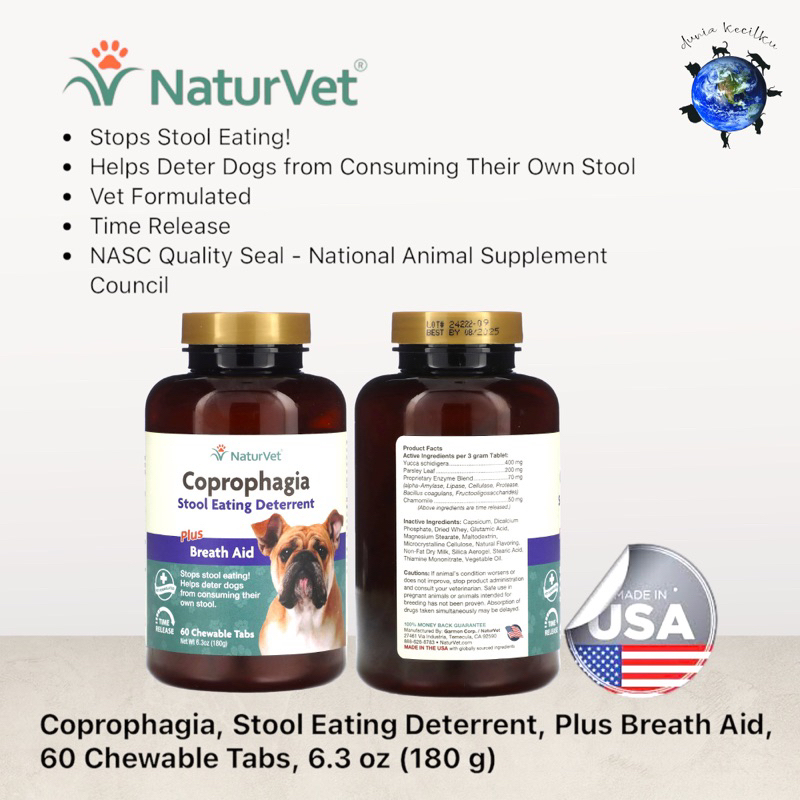 Jual Naturvet Coprophagia Stool Eating Detterent, Plus Breathe Aid (60 ...