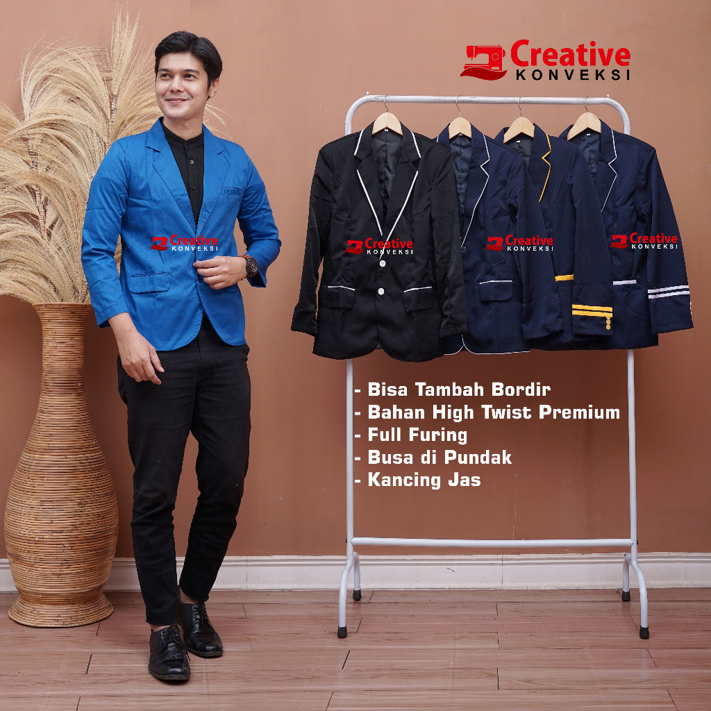 Jual Jas Pria Warna Biru bank BCA / jas osis biru benhur Jas Formal ...