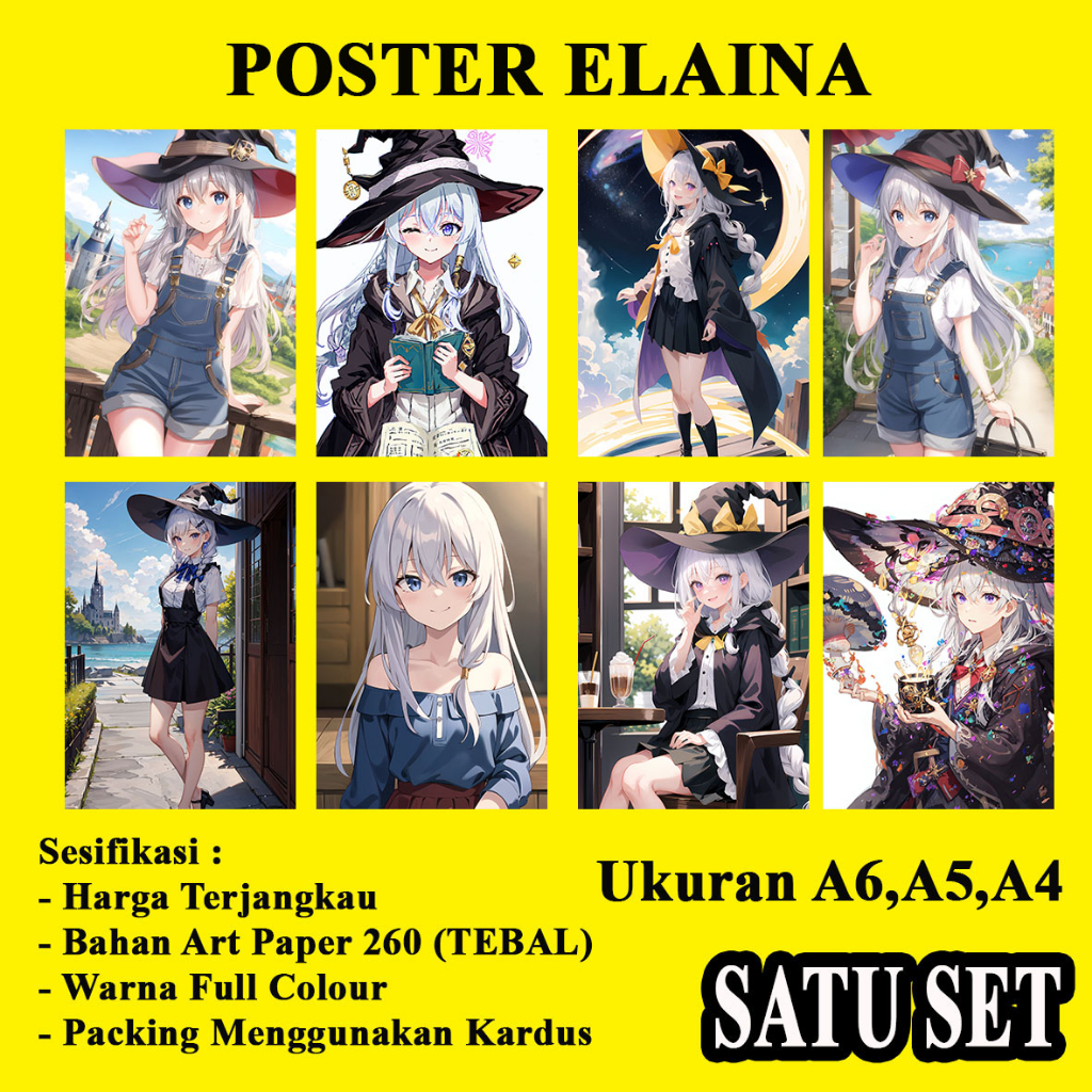 Jual Poster anime ELAINA majo no tabitabi ukuran A6,A5 dan A4 1set ...