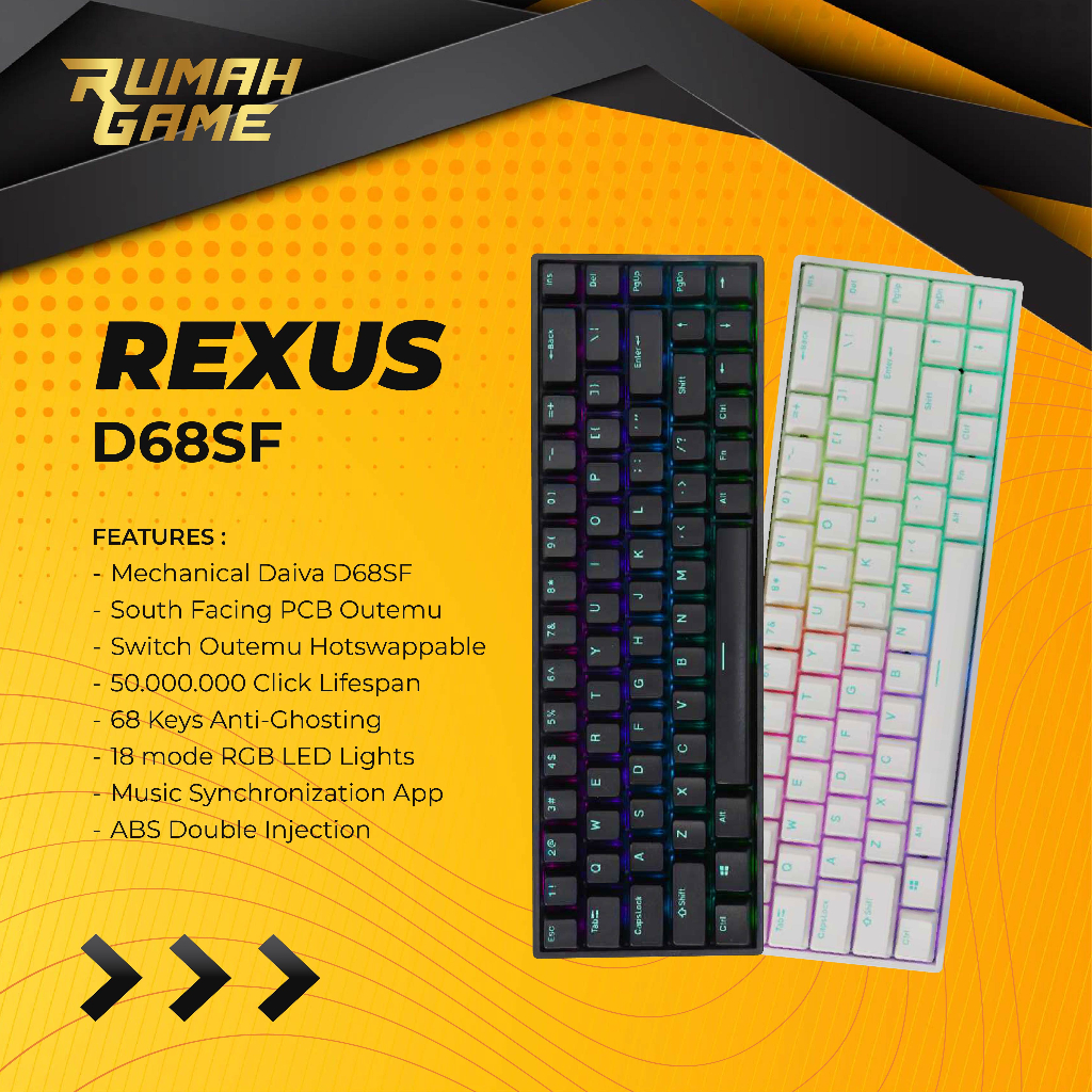 Jual Keyboard Gaming Rexus Mechanical Daiva D68SF South Facing | Shopee ...
