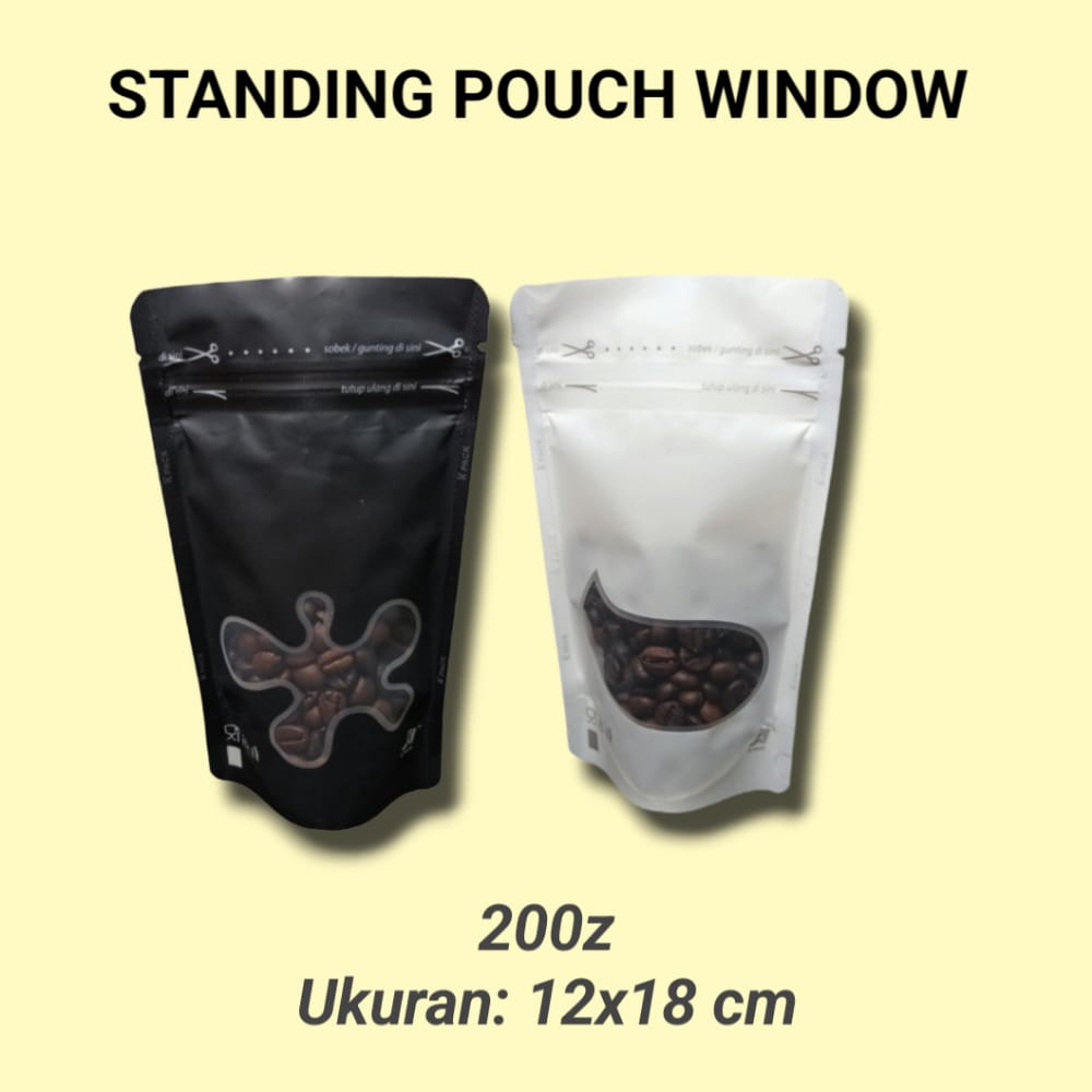 Jual KEMASAN STANDING POUCH WINDOW 200 GRAM | Shopee Indonesia