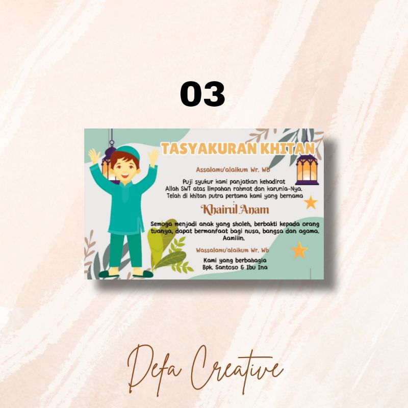 Jual KARTU / STICKER TASYAKURAN KHITANAN / WALIMATUL KHITAN / KHITANAN ...