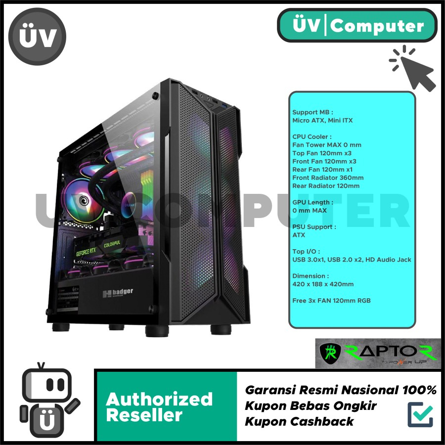 Jual Casing PC Komputer 3PowerUp Raptor X-Man XMAN | Mid Tower | ATX ...