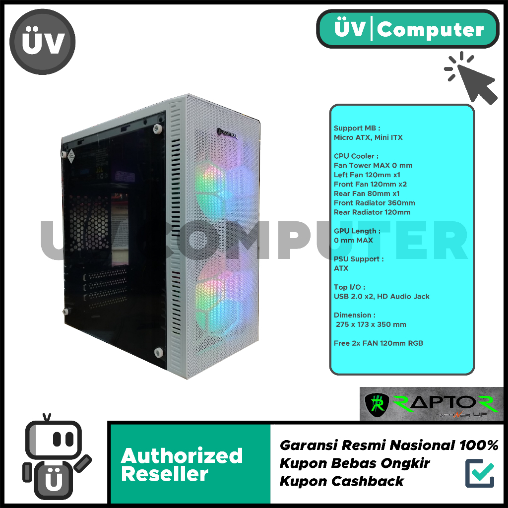 Jual Casing PC Komputer 3PowerUp Raptor Powermax 700 M-ATX +PSU Case ...