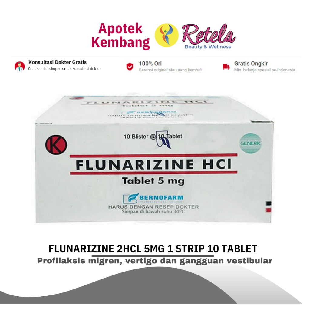Jual FLUNARIZINE 2HCL 5MG 1 STRIP 10 TABLET | Shopee Indonesia