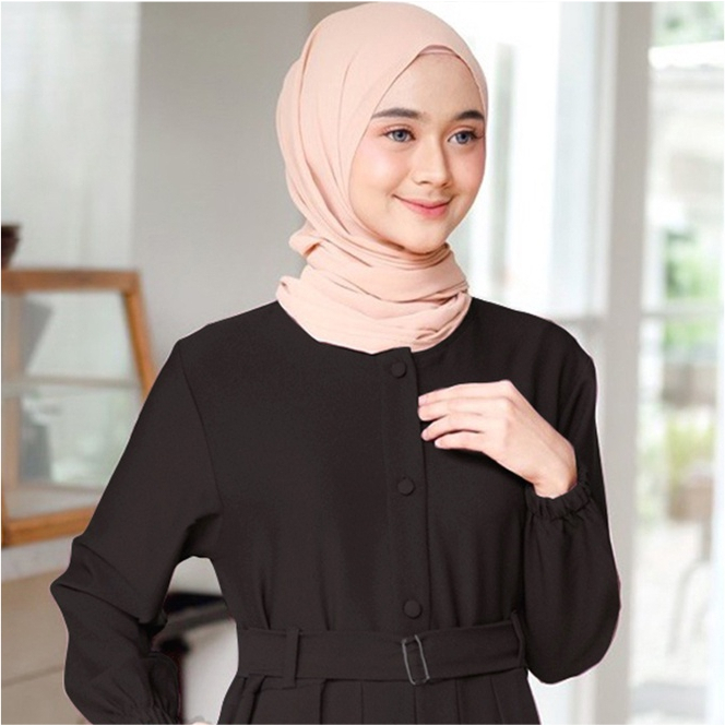 Jual gamis hitam polos wanita remaja kekinian terbaru baju atasan dress ...