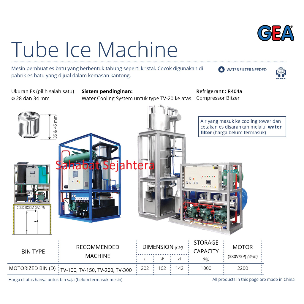 Jual Tube Ice Machine/Tempat Penyimpanan Es GEA MOTORIZED BIN (D ...