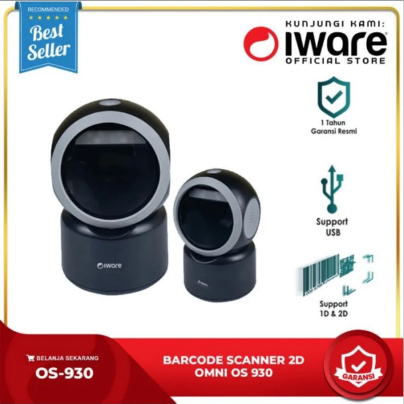 Jual SCANNER OMNI DIRECTIONAL 2D IWARE OS-930 OS930 AREA IMAGER BARCODE ...