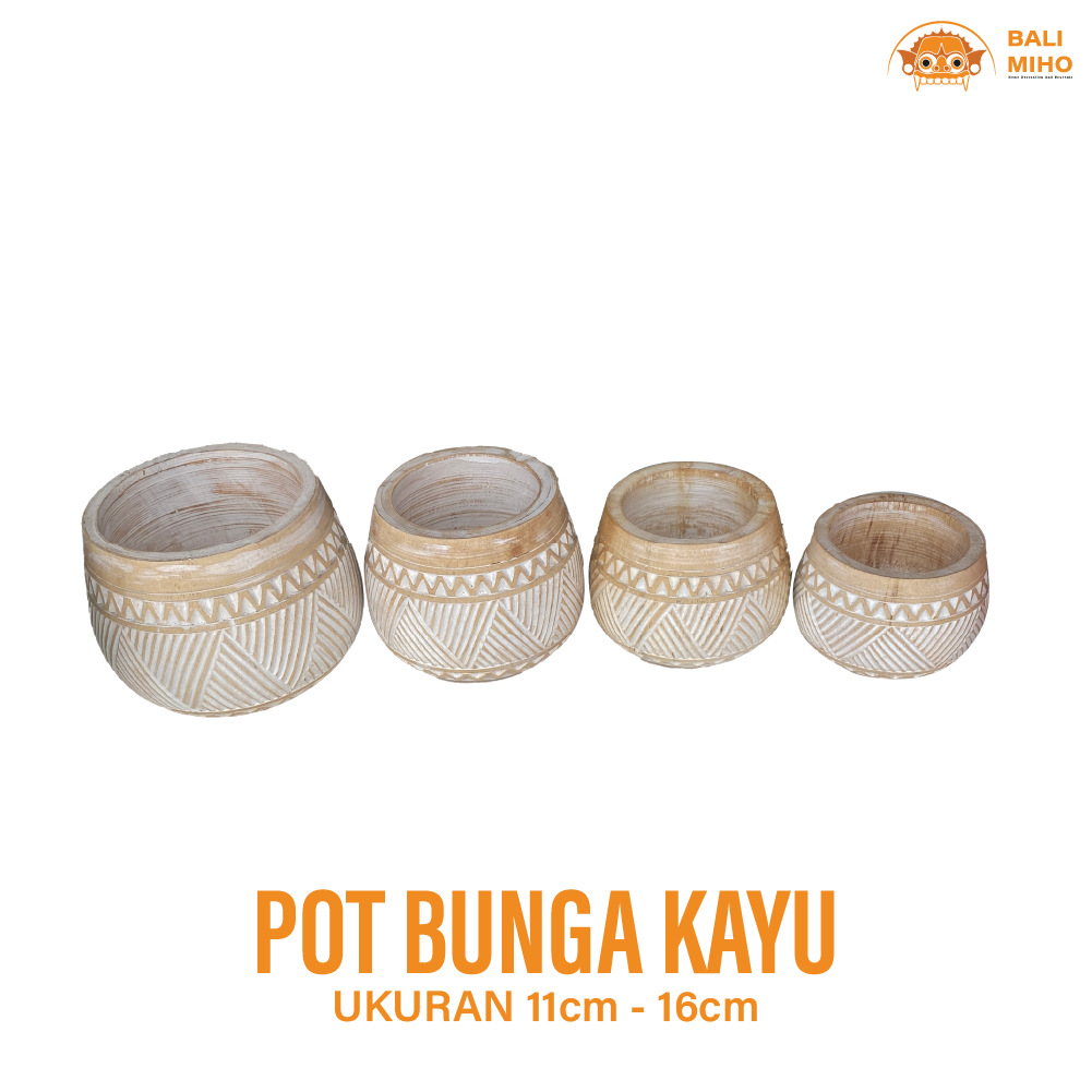 Jual Pot Bunga Kayu Ukir 1 set - Vas Bunga Kayu - Wooden Vase - Pot ...