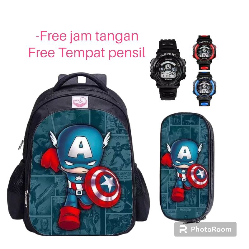 Jual Tas Ransel Printing Superhero Captain Amerika Spiderman Avengers ...