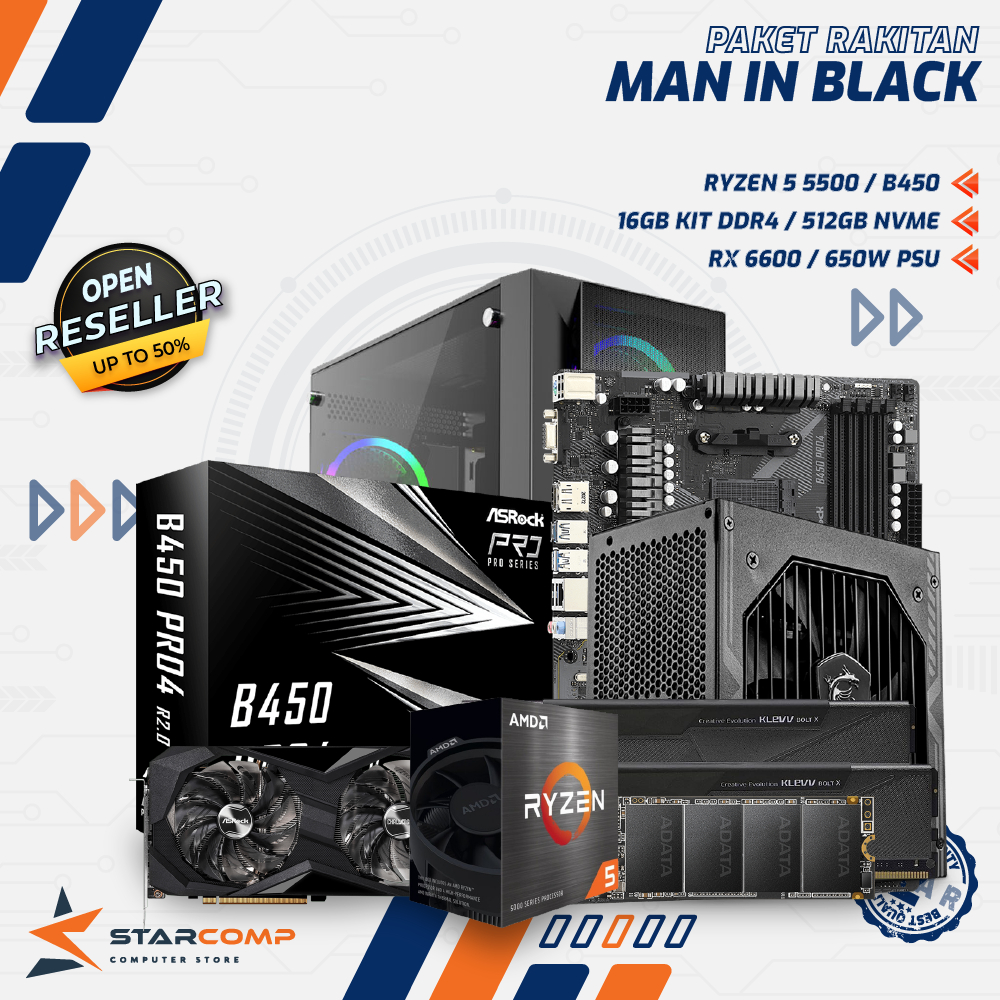 Jual PC RAKITAN RYZEN 5 5500 B450 16GB RAM 512GB NVME RX 6600 | Shopee Indonesia