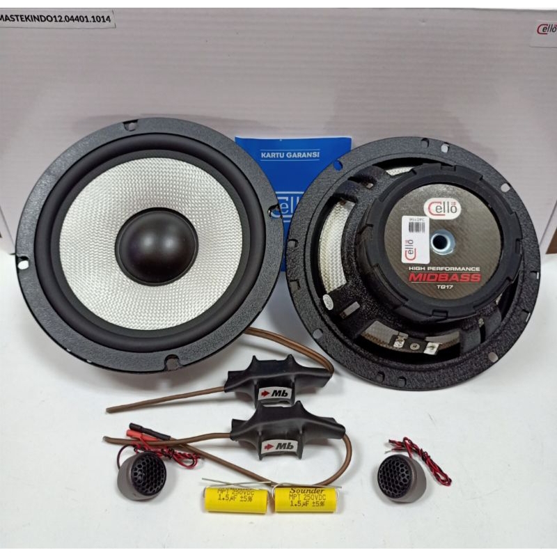 Jual speaker Split 2way Cello tg17+Tweeter Solution up 23mm+crossover ...