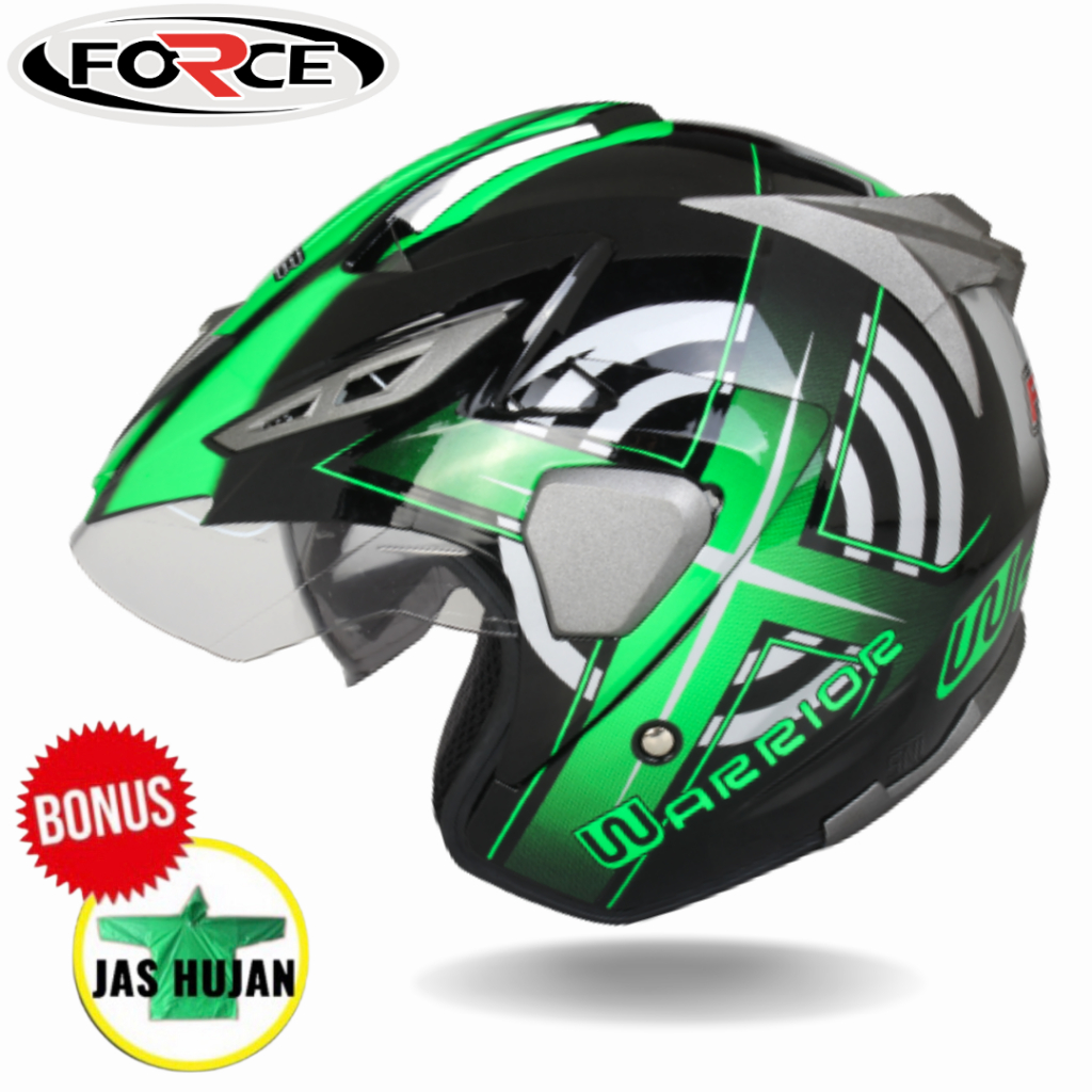Jual FORCE Helm Half Face Double Visor Motif WX Original Bersertifikat ...