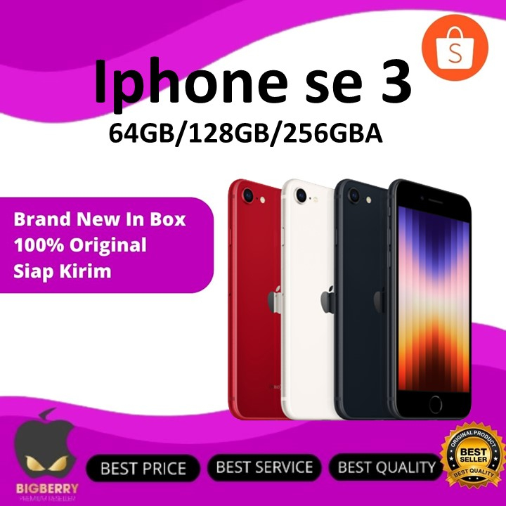Jual New iPhoneeeeeeeee SE 3 2022 64GB 128GB 256GB Red Midnight Starlight SE3 Segel | Shopee ...
