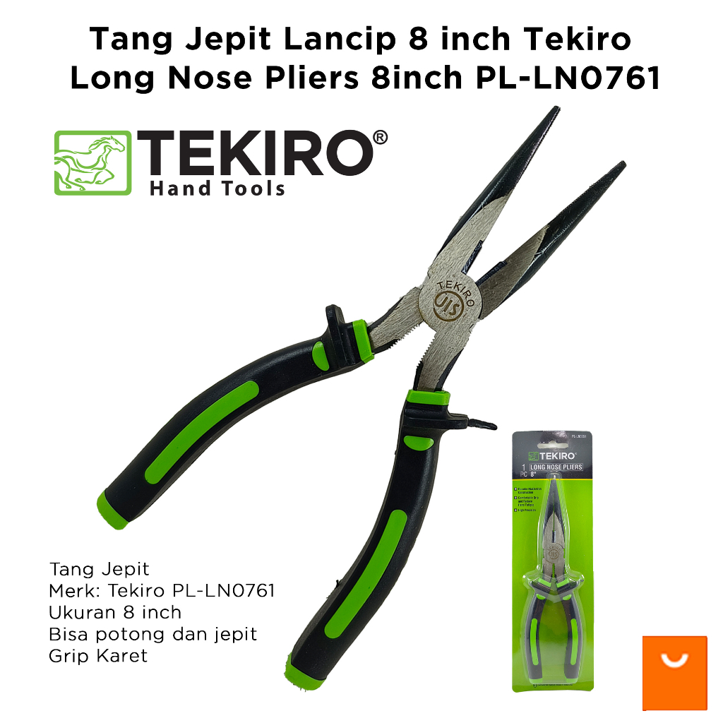 Jual Tang Jepit Lancip 8 inch Tekiro Long Nose Pliers 8inch PL-LN0761 | Shopee Indonesia