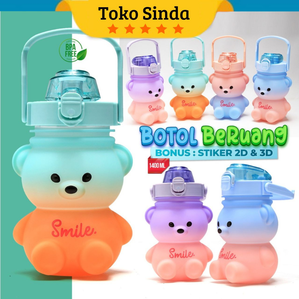 Jual Botol Minuman Beruang Botol Minum 1000ML Kode 1020B Viral Gemoy ...