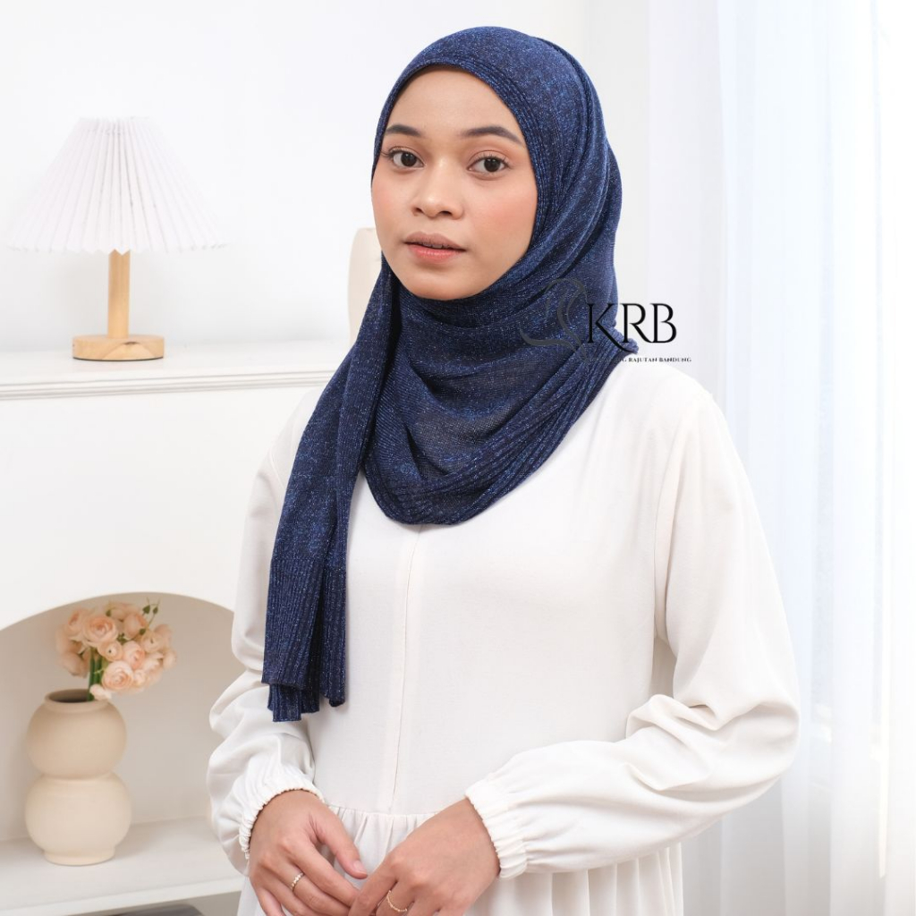 Jual KRB | Pashmina Gliter Rajut BIRU - BIRU DONGKER - NAVY - DENIM - TURKIS - FROZEN - BABYBLUE ...