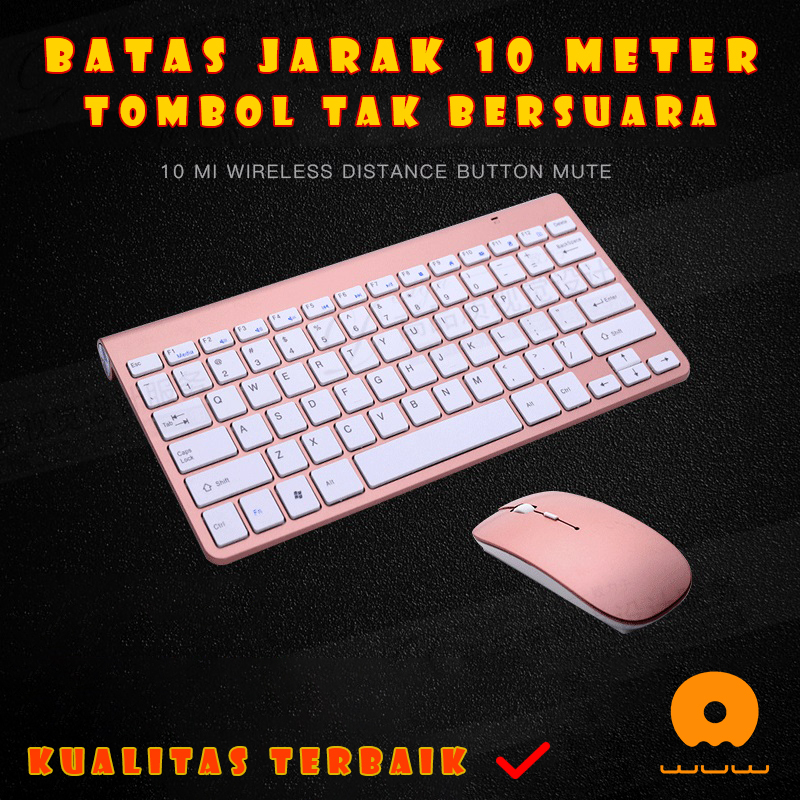 Jual [ Cod ] Wuw Paket Keyboard Wireless Mouse Wireless Silent Desain Ultrathin Elegan