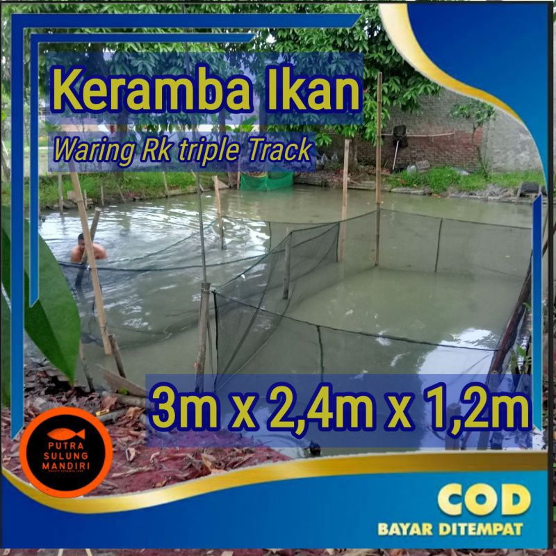 Jual K32412 Jaring keramba Waring ikan ukuran 3m x 2,4m x 1,2m siap ...