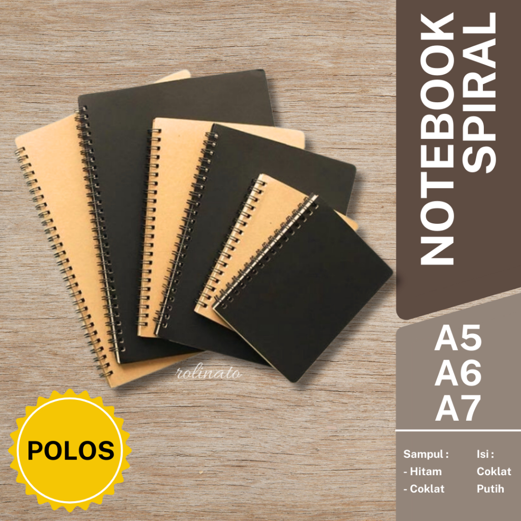 Jual Notebook Spiral Simple Basic A5 A6 A7 / Buku Tulis Spiral Polos ...