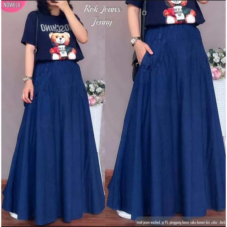 Jual (COD bisa) Rok Jeans rawis | Rok jeans panjang | Rok Rawis Terbaru ...