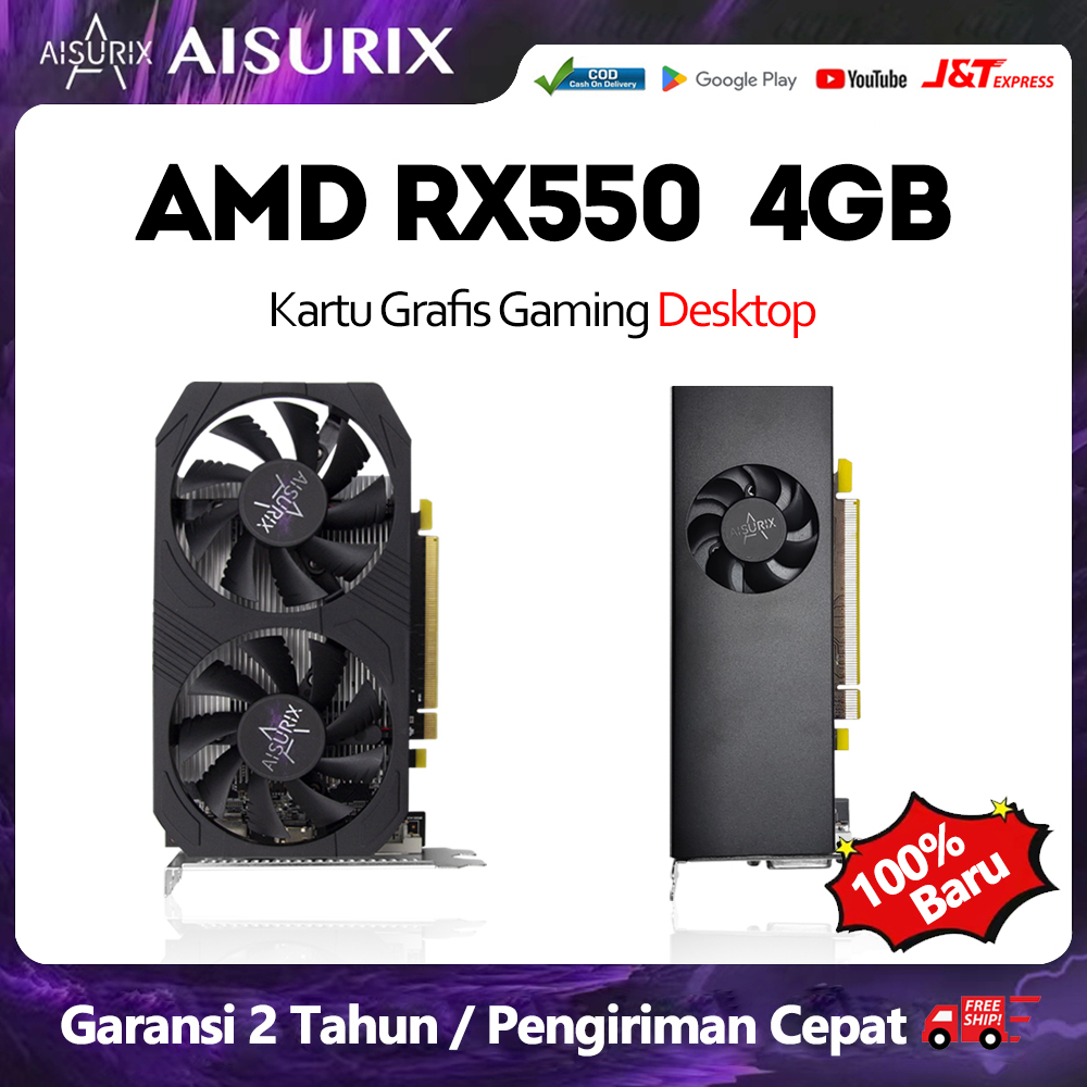 Jual AISURIX VGA Card RX550 4GB GDDR5 GPU 128bit Desktop computer PC ...