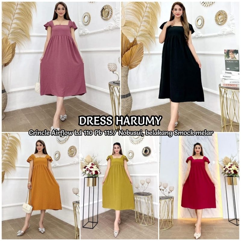 Jual Dress Harumy. bahan crincel airflow. Ld 110. Pb 115. | Shopee ...