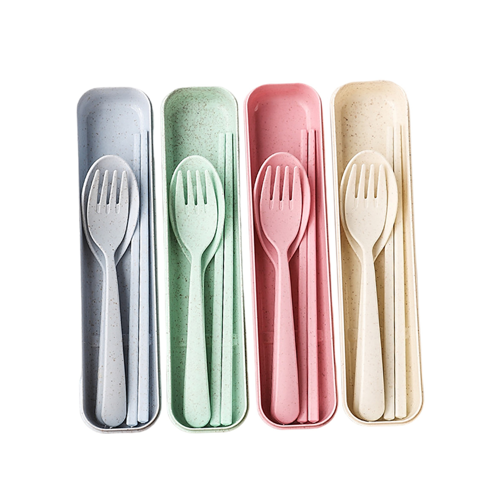 Jual Sendok Set Jerami Wheat 3 in 1 Alat Makan Set Jerami Wheat ...