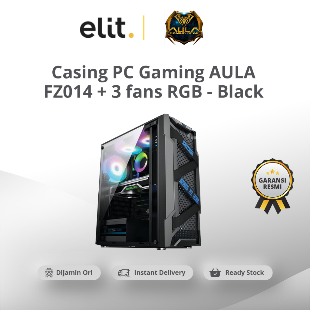 Jual AULA Casing PC Gaming FZ014 include 3 fans RGB - Black | Shopee ...