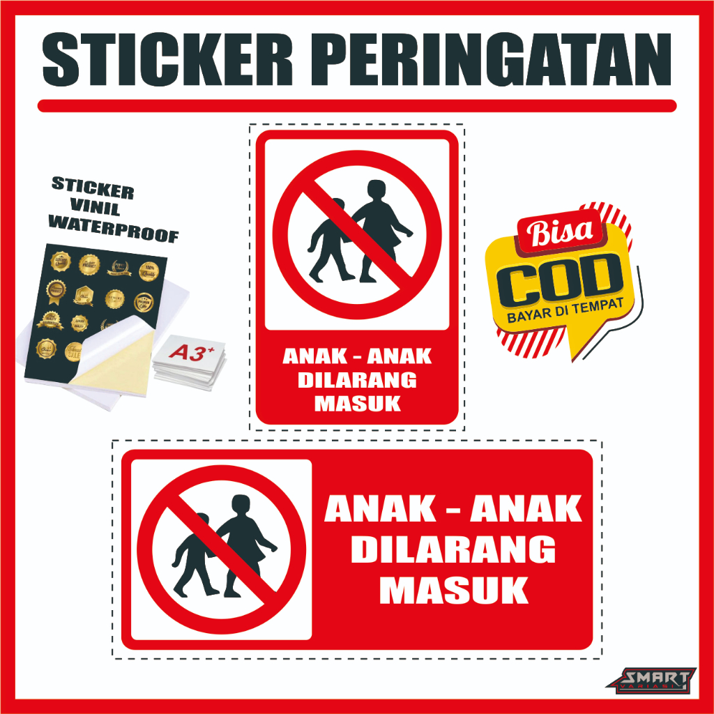 Jual STIKER TULISAN / LOGO RAMBU ANAK-ANAK DILARANG MASUK | STICKER ...