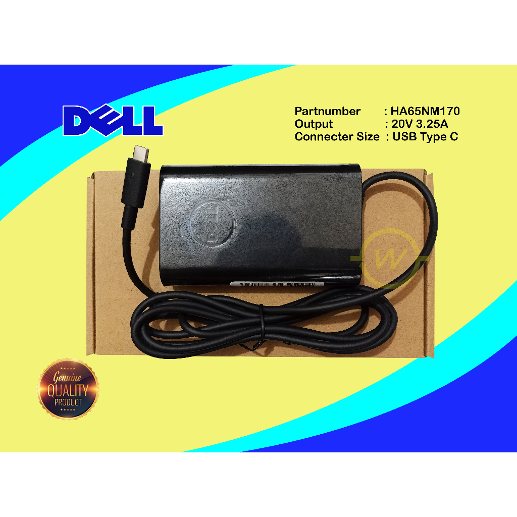 Jual Charger Adaptor Dell Latitude XPS 20V 3.25A Original USB Type C ...