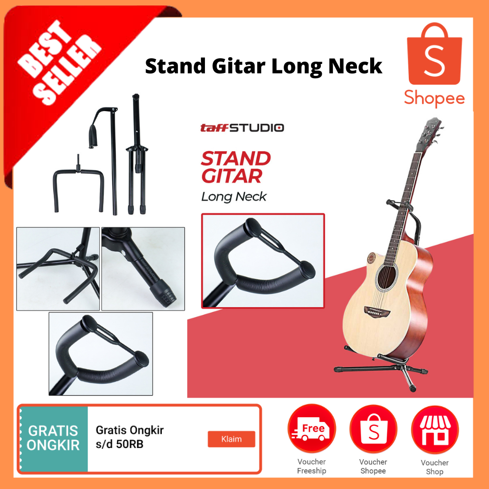 Jual Stand Gitar Long Neck Adjustable Guitar Stand Aluminium / Tripod ...