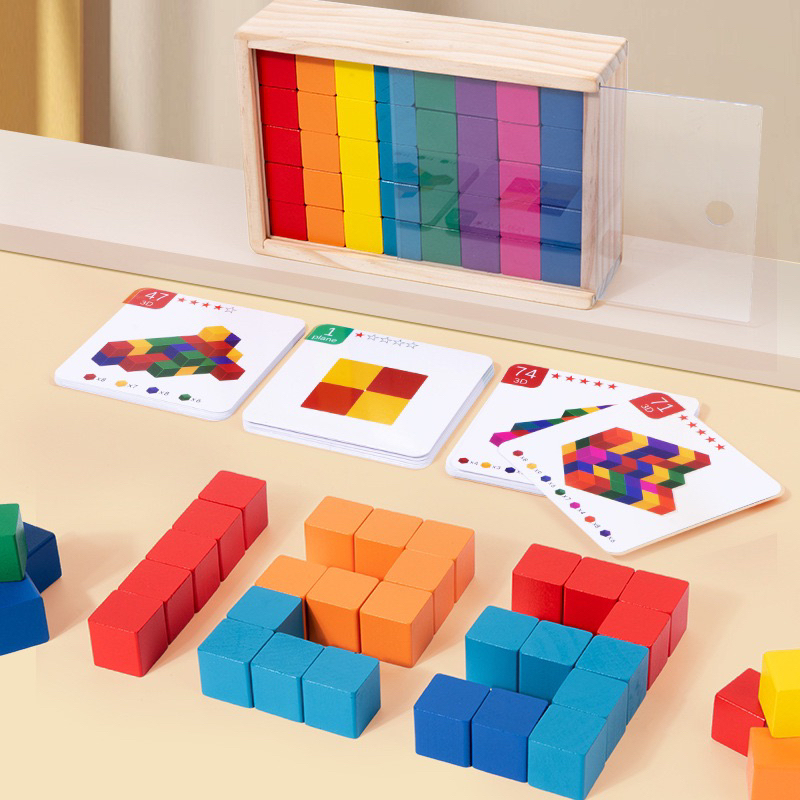 Jual mainan balok kayu wooden toys mainan edukasi anak menyusun balok ...