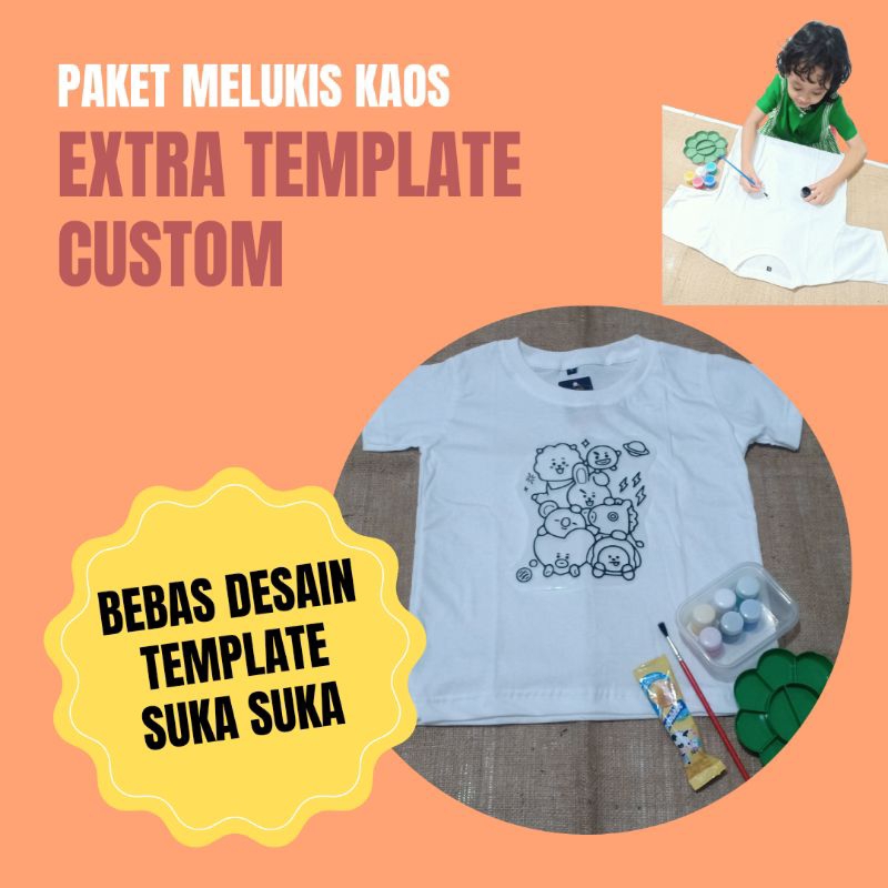 Jual paket melukis kaos extra template CUSTOM | Shopee Indonesia