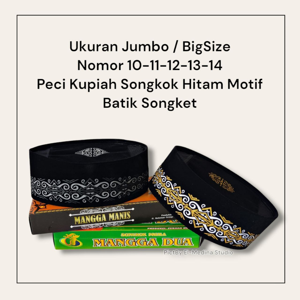 Jual Peci Kopiah Hitam Motif Batik Ukuran Jumbo Nomor 10 11 12 13 14 Kopeah Songkok Nasional ...