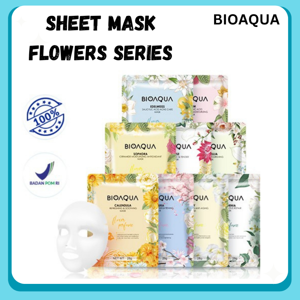 Jual Bioaqua Sheet Mask Flowers Series & Sheet Mask 10X The Effect ...