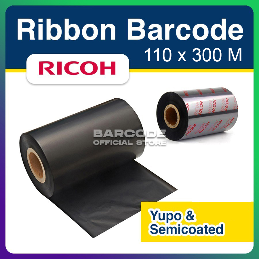 Jual Ribbon Printer Barcode Ricoh Wax Resin 110 x 300 Meter B110 A ...