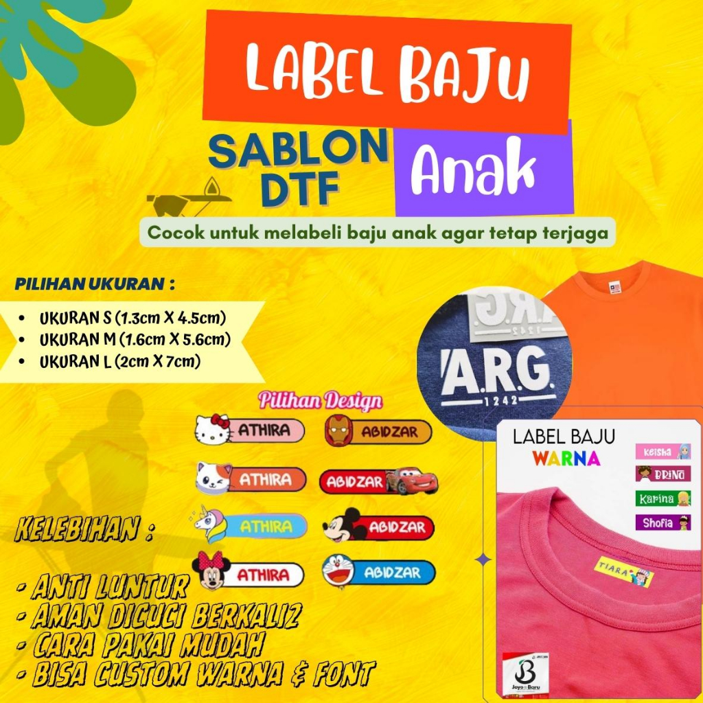 Jual Stiker Kain l Label Nama Baju Anak Sekolah Pesantren Asrama l Name ...